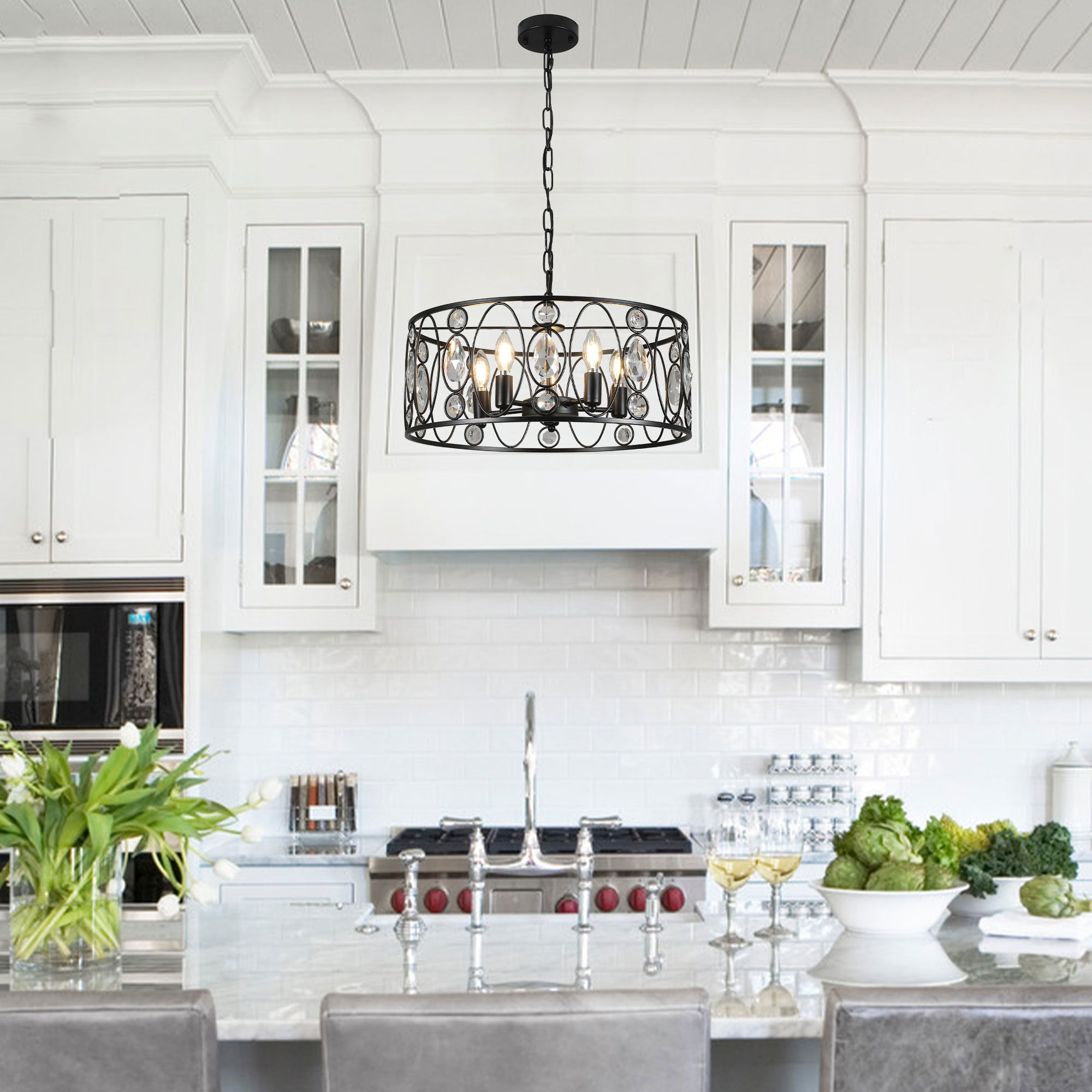 17 Stories Margert 5 - Light 20" Industrial Drum Chandelier with ...