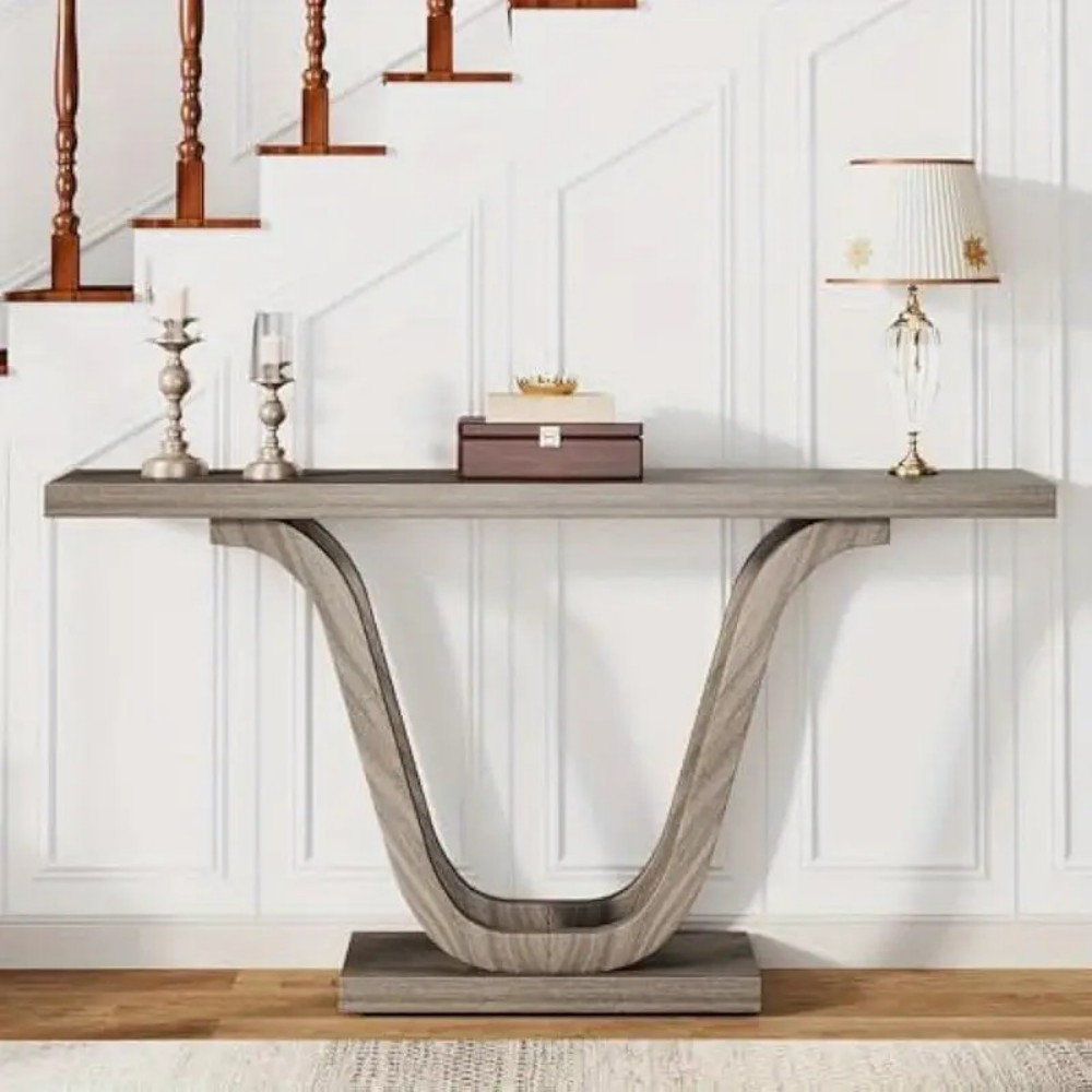 Gracie Oaks Farmhouse Console Table, 55.12" Wood Entryway Table, Narrow ...