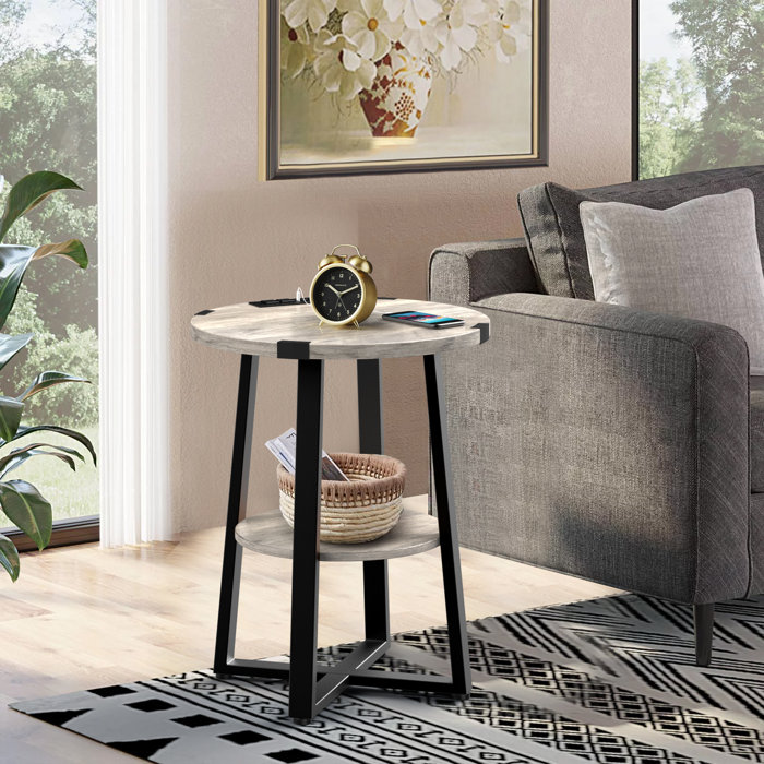 17 Stories Jalanda Tall End Table with 2 USB Ports, 2 Power Outlets ...