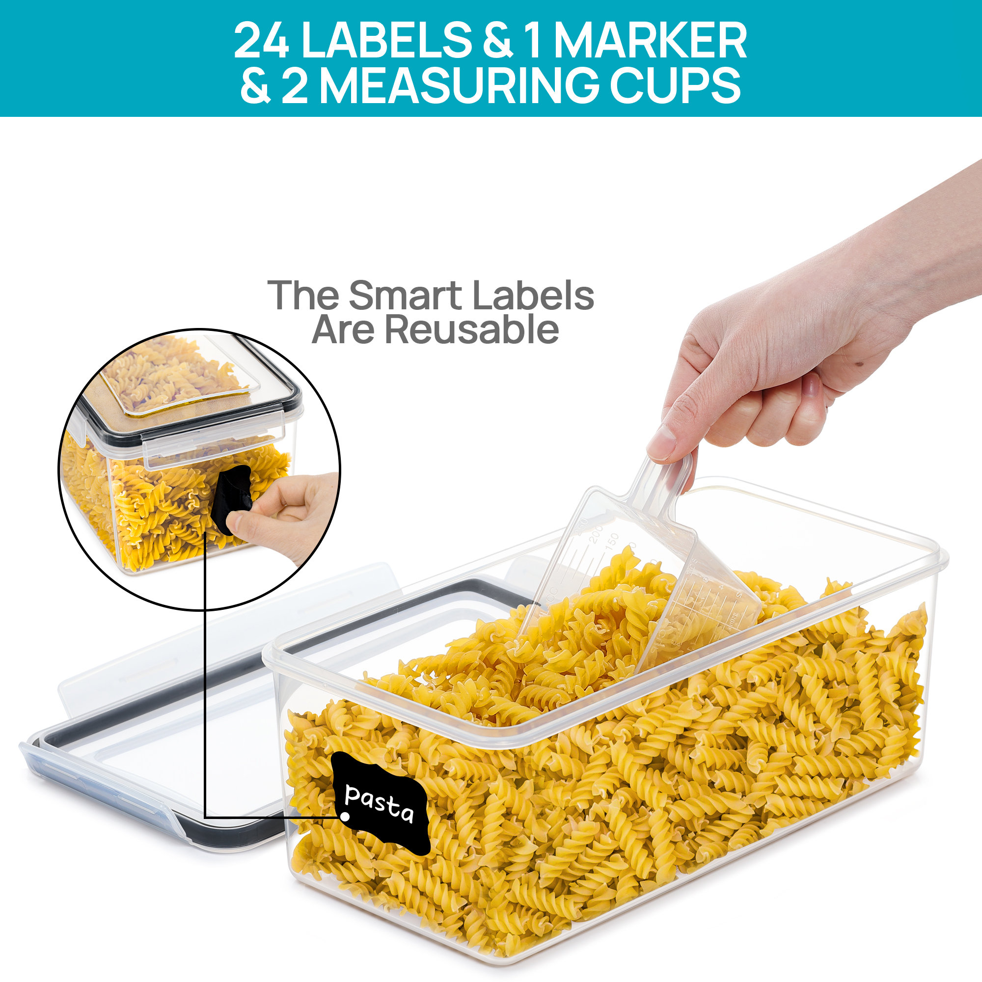 Prep & Savour Airtight Food Storage Containers With Lids 4pcs Set 3.2l ...