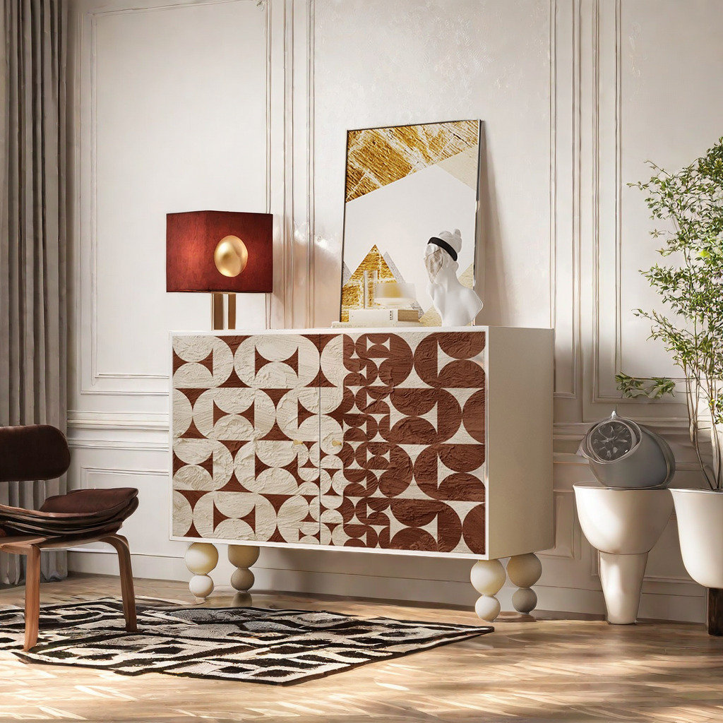 Atta Avenue Modern Abstract Style Accent Cabinet Solid Wood Accent ...