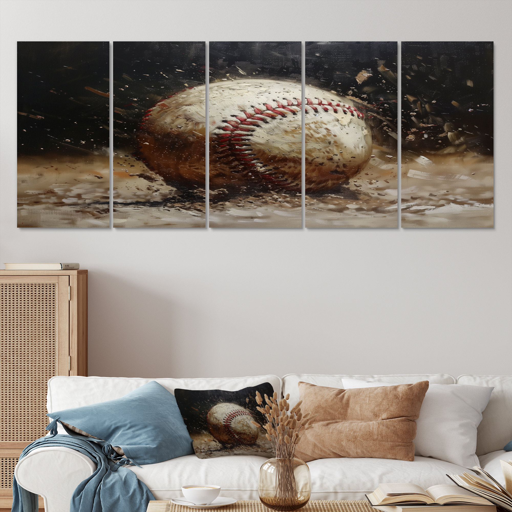 Grovelane Baseball Close Up Home Run - Sport Baseball Canvas Art Set ...