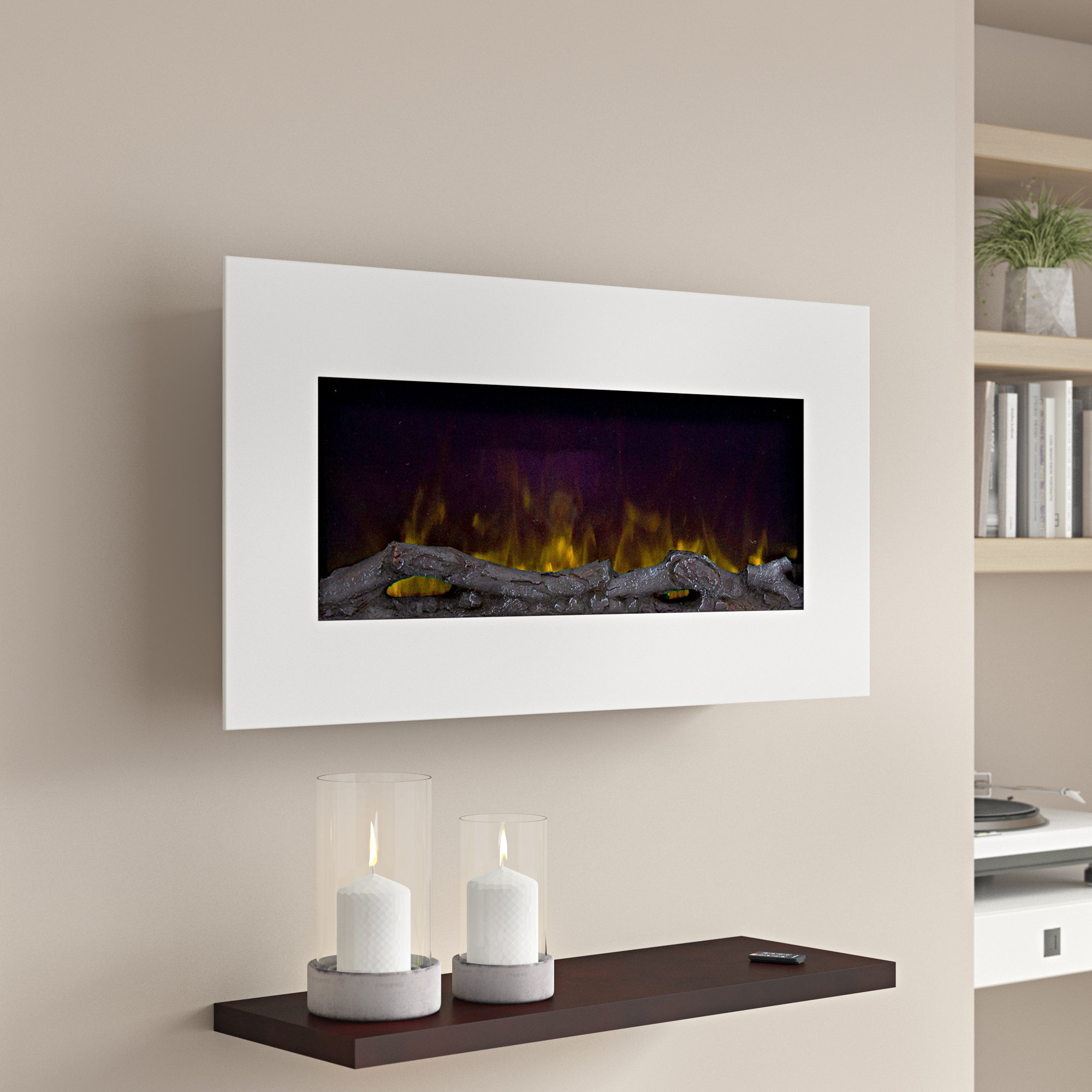 Ivy Bronx Ayvan 36" Wall Mounted Electric Fireplace - 10-Color LED ...