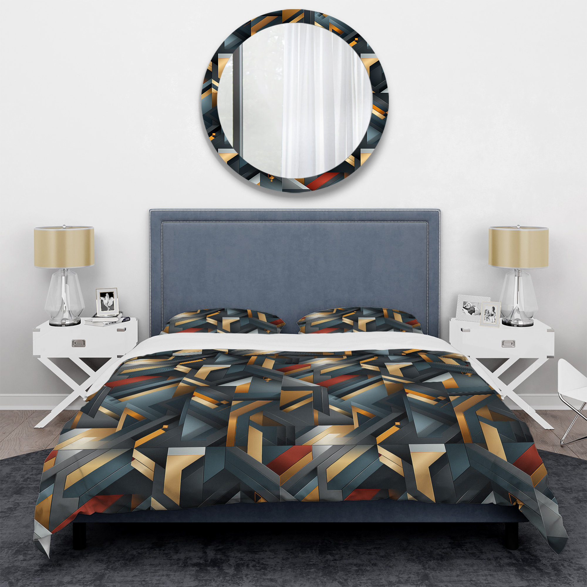 Design Art Vintage Revival Cubic Geometric Patterns I - Geometric Duvet ...