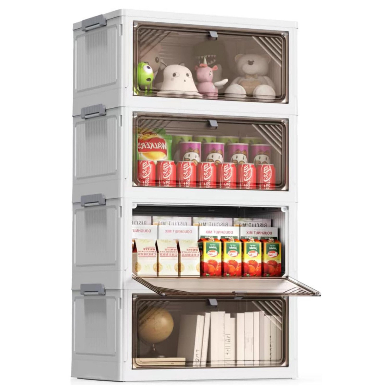 Rebrilliant 4 Tier Foldable Stackable Storage Bins with Lids | Wayfair