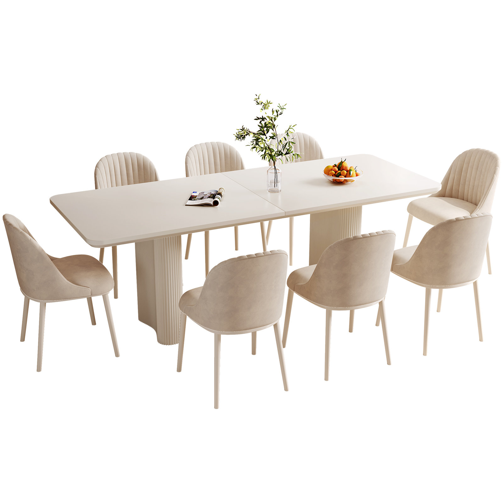 George Oliver White Dining Table Set Modern Rectangular Kitchen Table ...