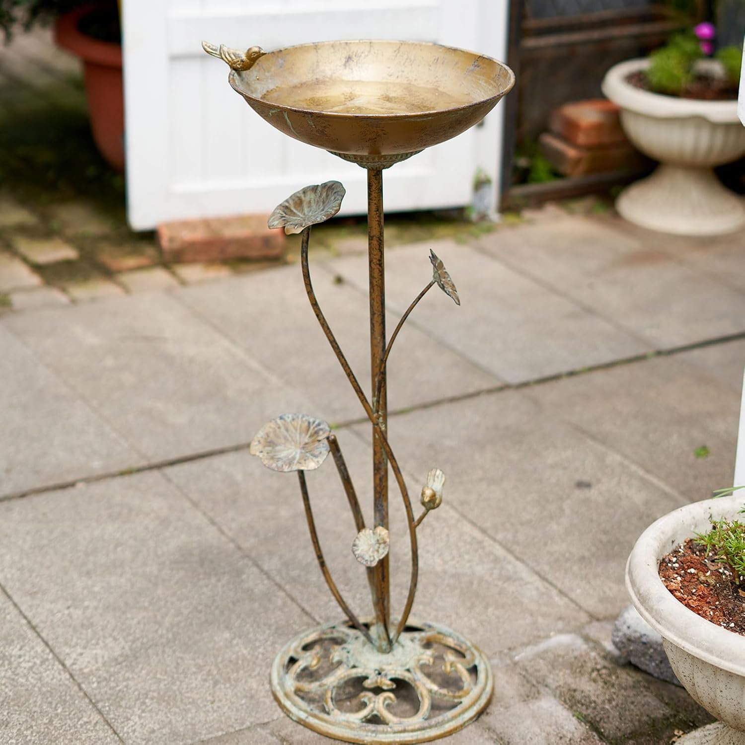 Pedestal Bird Bath Outdoor HLQMFHT 28.5" Cast Iron Pedestal Bird Bath ...
