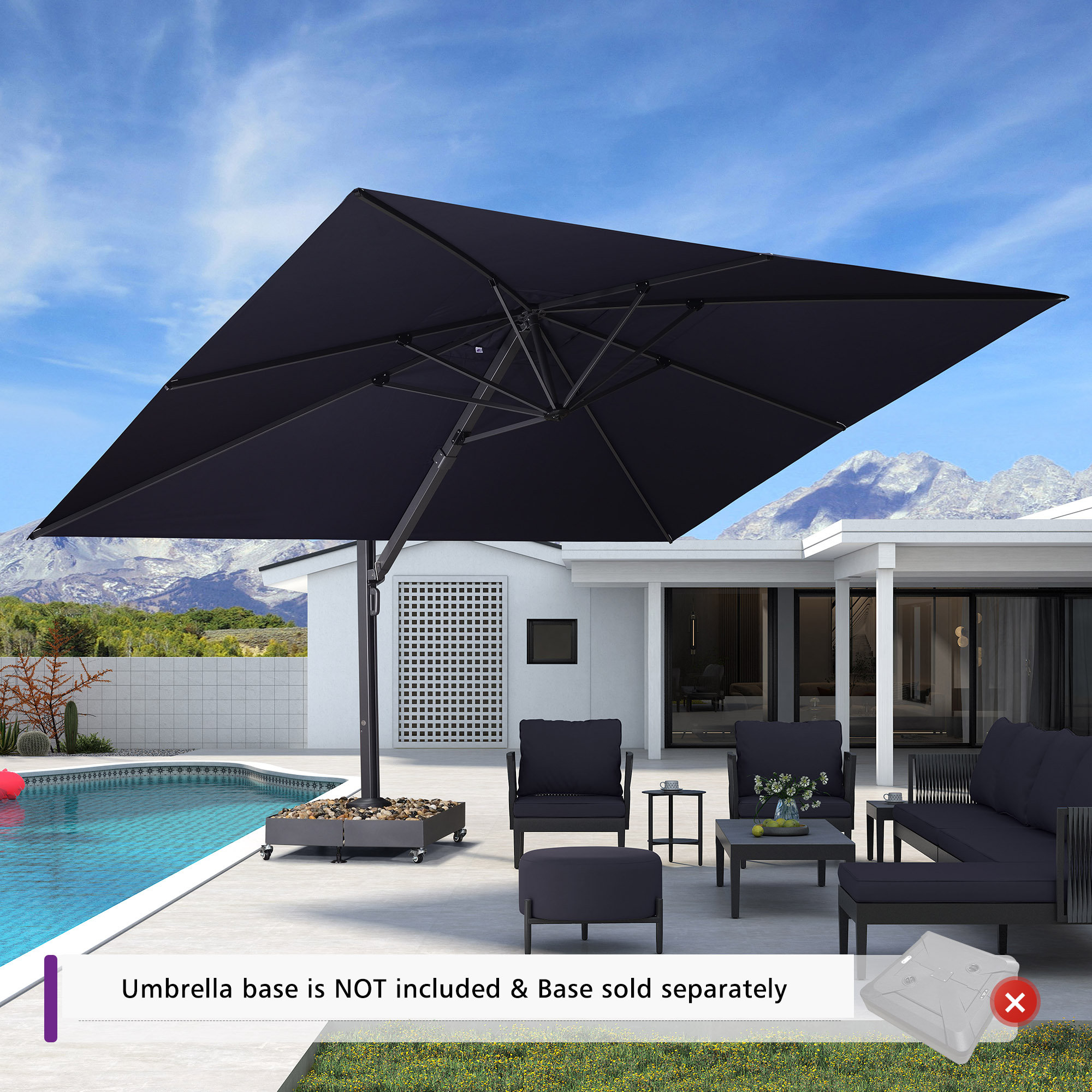 Arlmont & Co. Jordin 11' x 15' Rectangular Cantilever Umbrella，Without ...