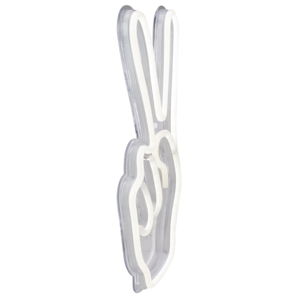 Northlight Seasonal 15" Bright White Neon Style Peace Fingers LED ...