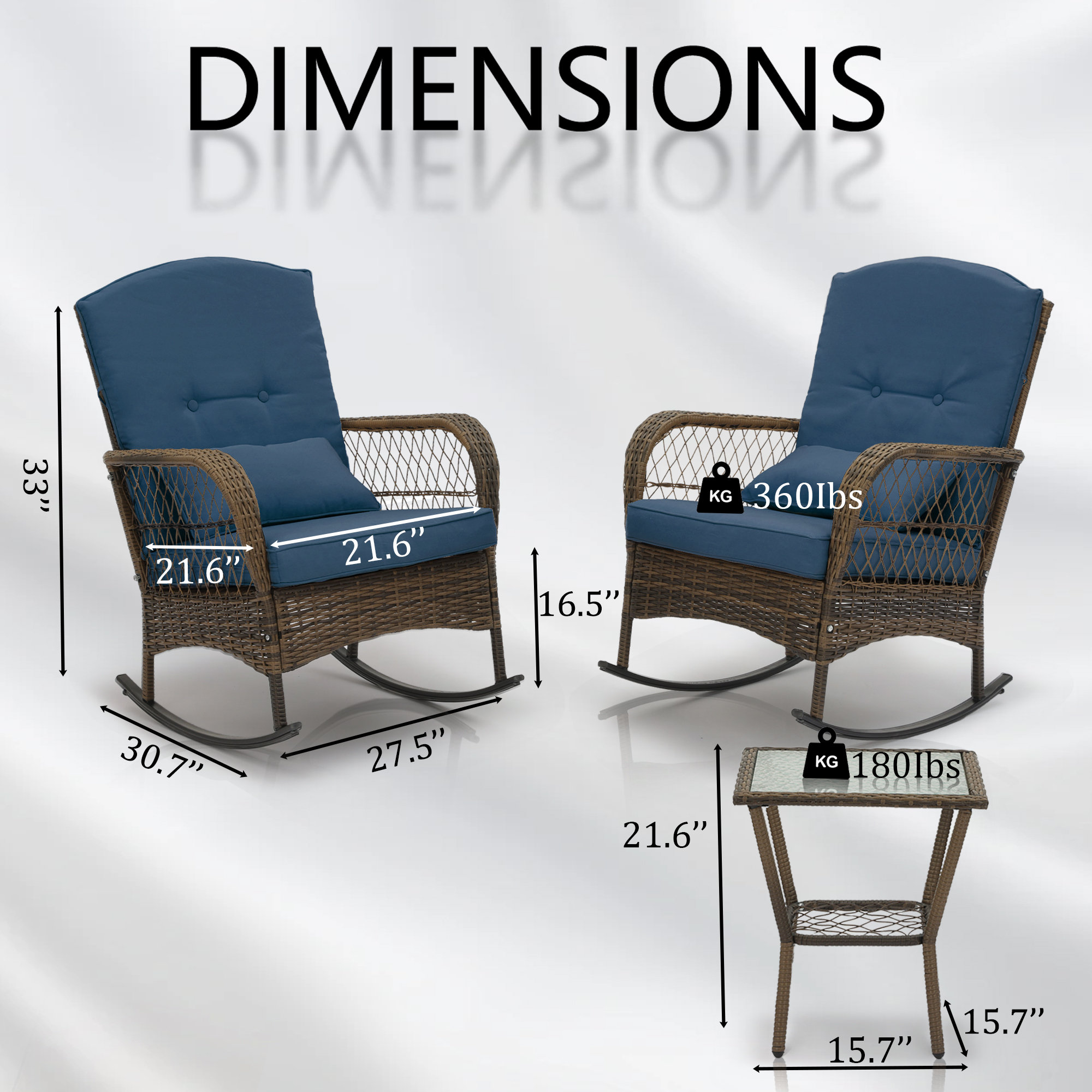 Winston Porter 3 Piece Wicker Rattan Outdoor Rocker Chair Set With Side ...