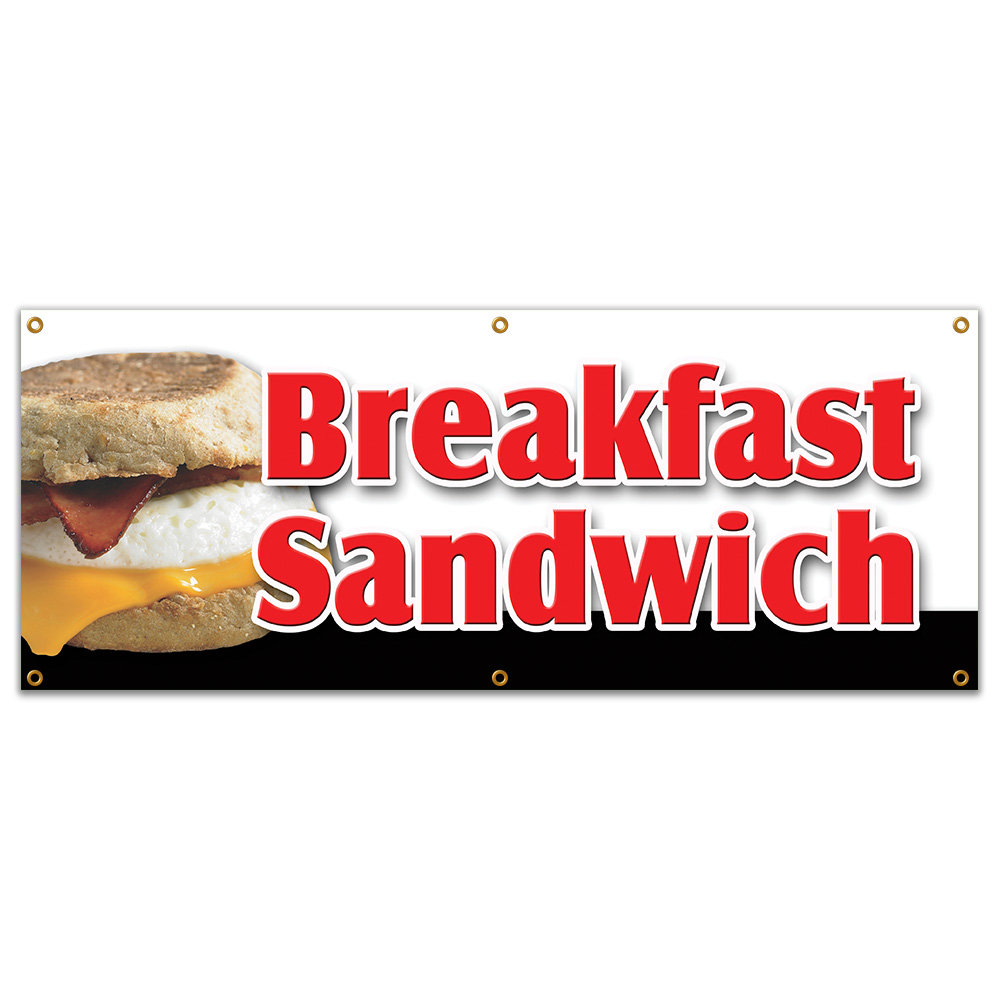 SignMission BREAKFAST SANDWICH BANNER SIGN Sausage Bacon Bagel ...