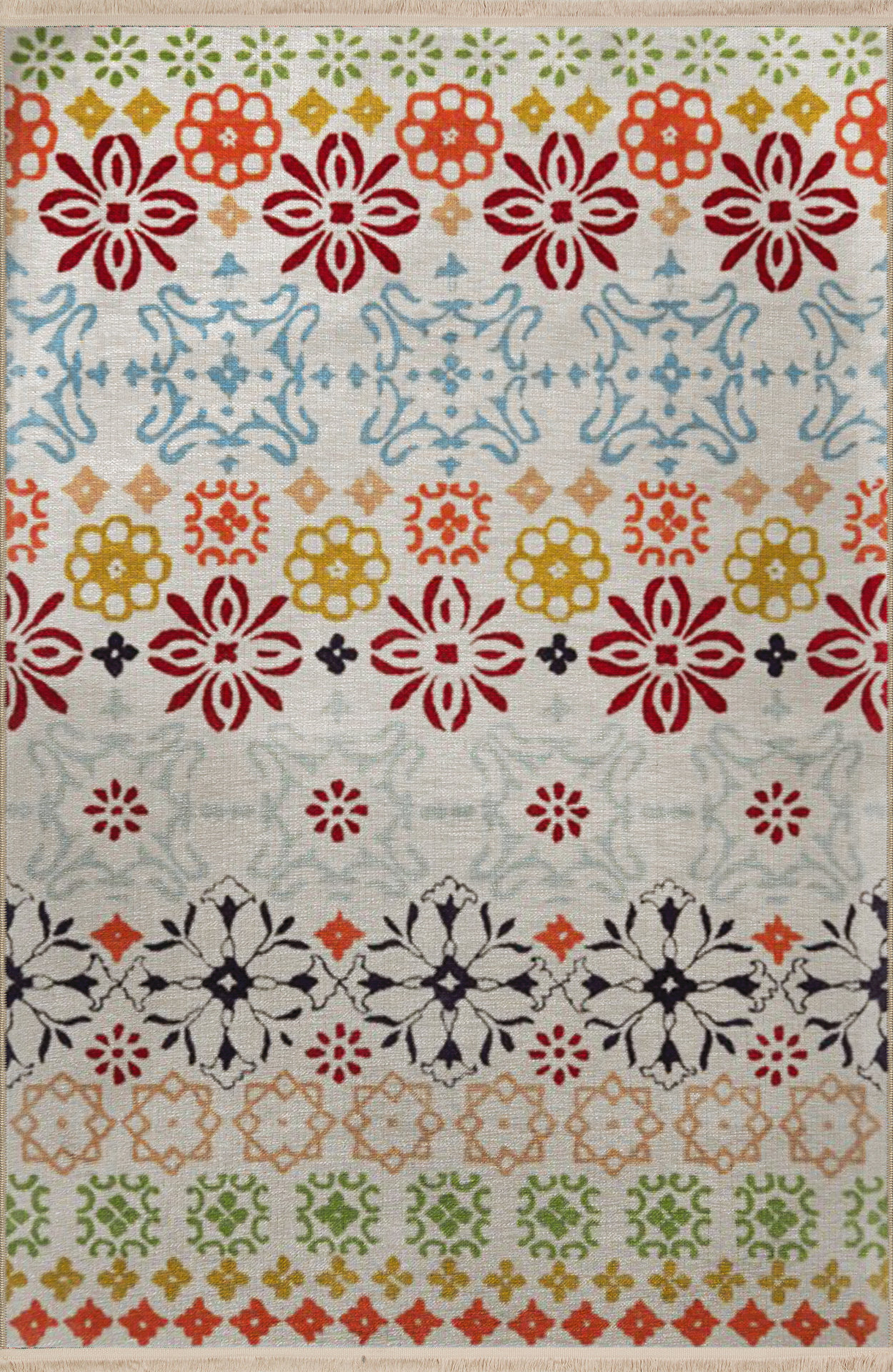 Dakota Fields Light-Toned Multi-Colored Motif Ethnic Floral Patterned ...