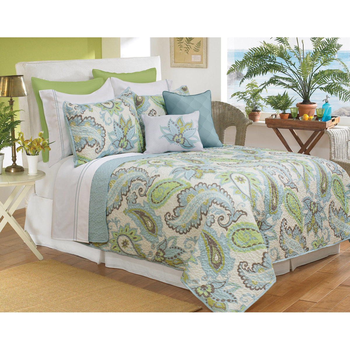 Safdie & Co. Inc. Luxury Bedding Collection Green Microfiber Modern ...