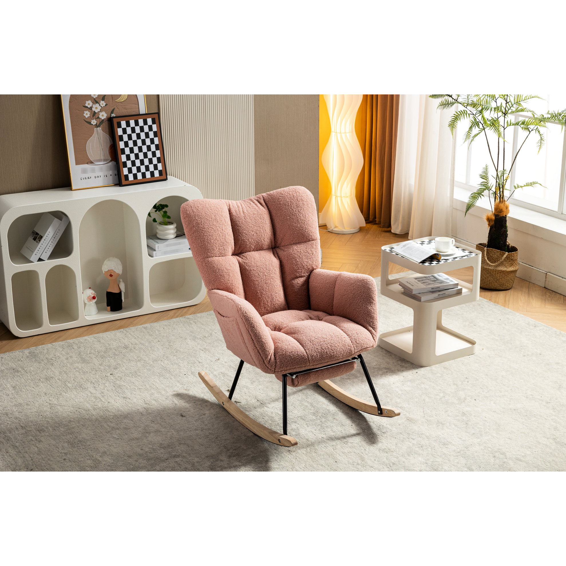 CaneCreations Fabric Rocking Chair With Back And Adjustable Footrest ...