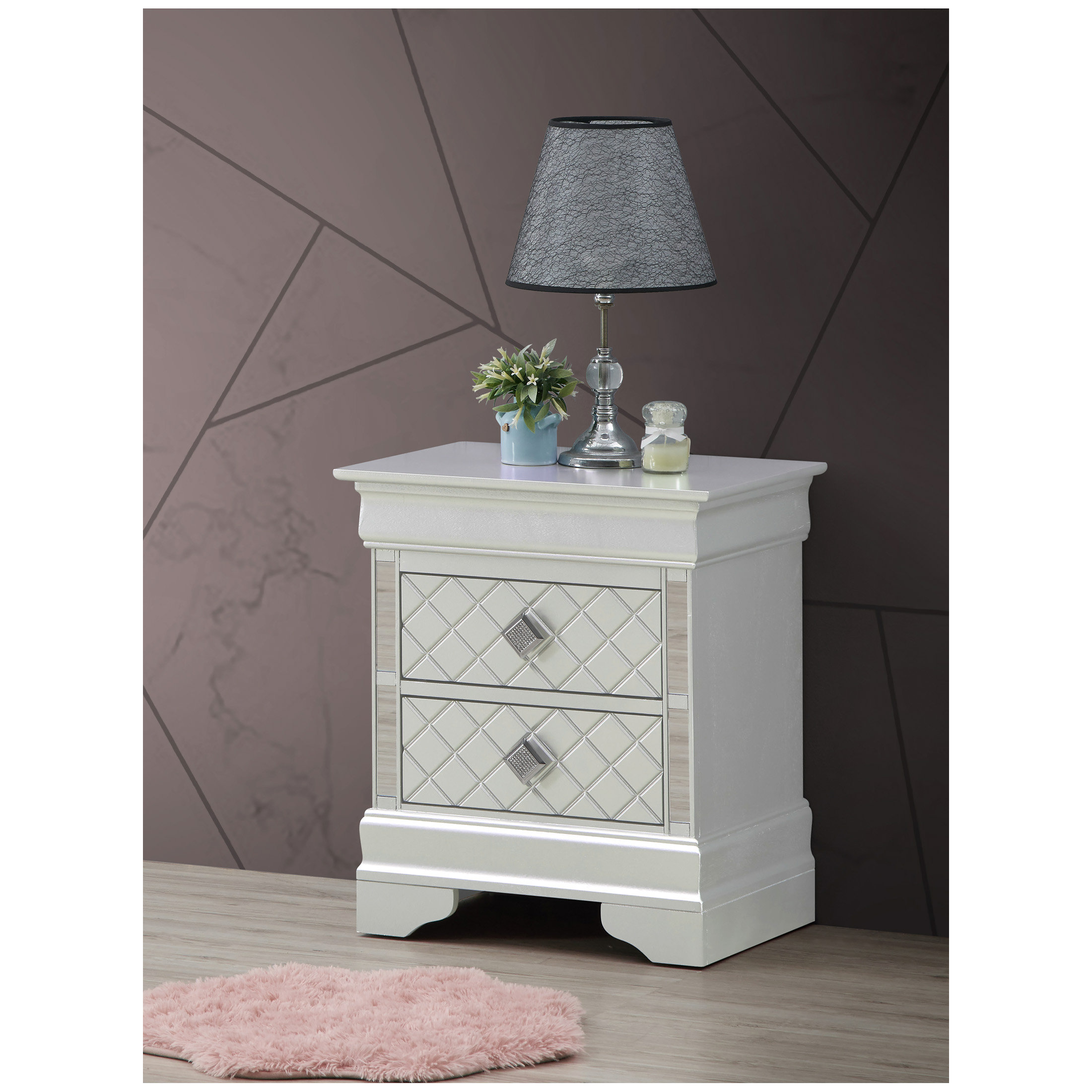 House of Hampton Sleek Silver Champagne Nightstand - Wayfair Canada