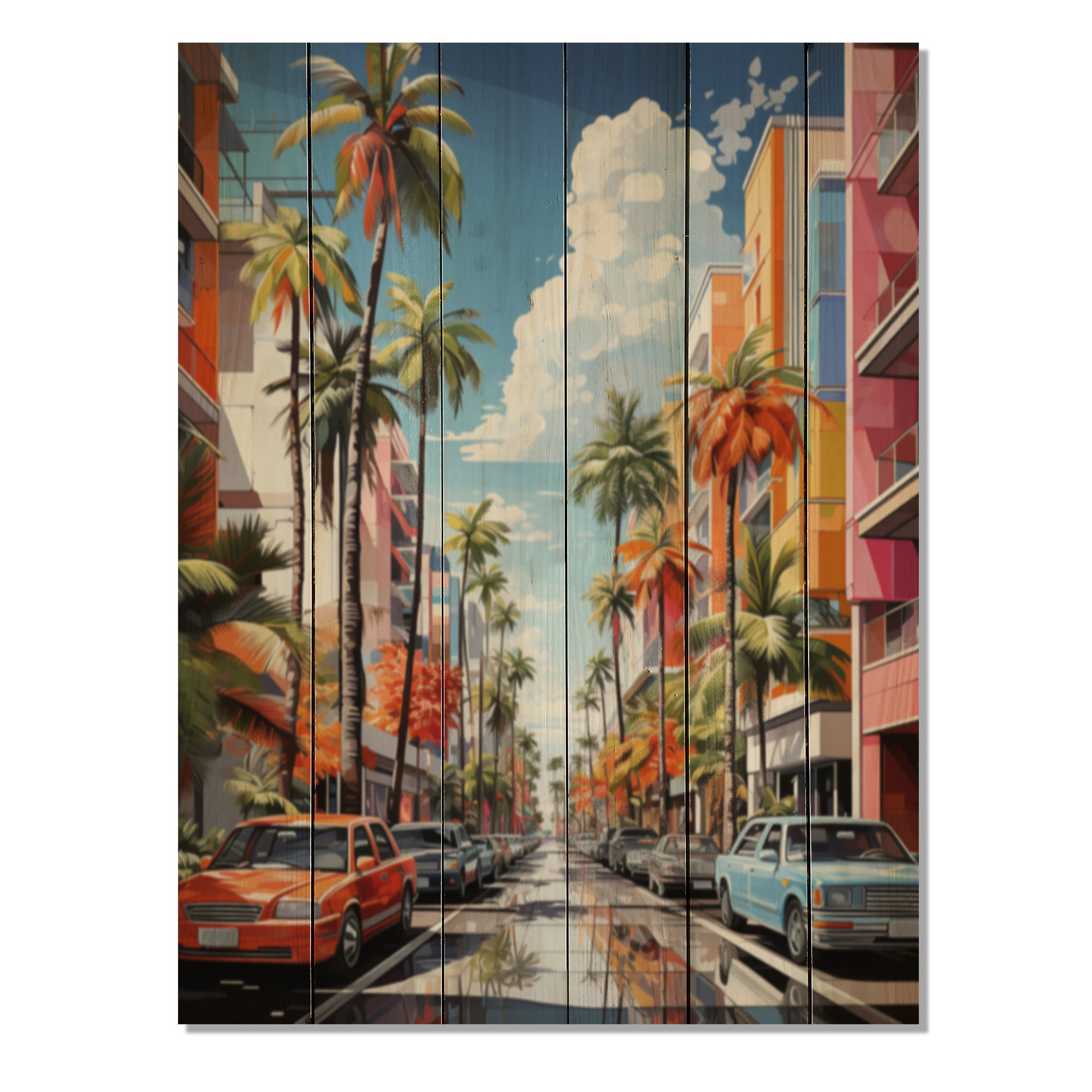 Red Barrel Studio® City Miami Popart I - Cityscapes Print on Natural ...