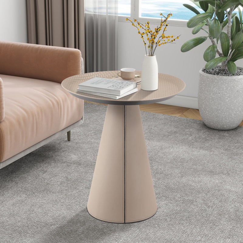 Orren Ellis Metal Tray Top Pedestal End Table Round Accent Side Table ...
