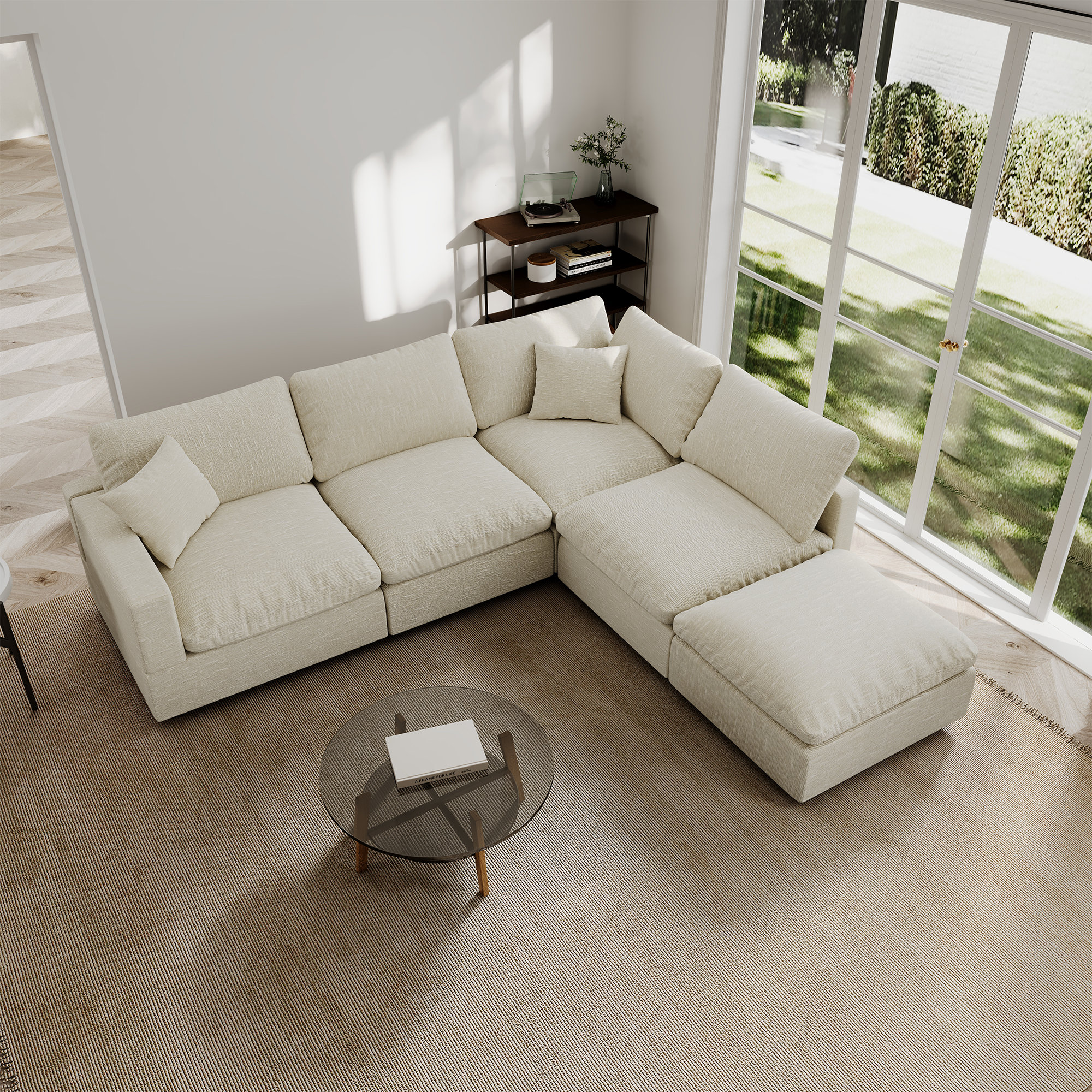 Latitude Run® Canapé modulaire à accoudoirs carrés de 95,4 po Noraidh ...