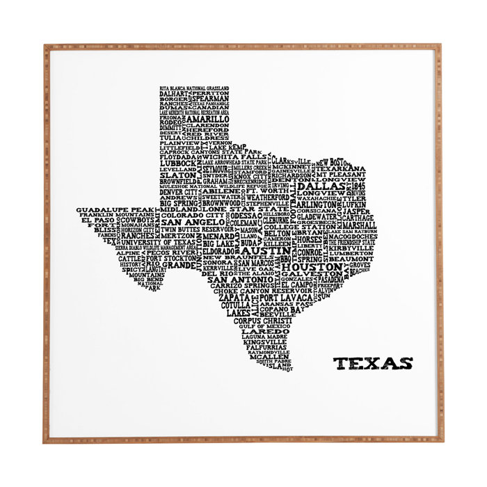 Bless international Texas Map Framed On Wood by Restudio Designs ...