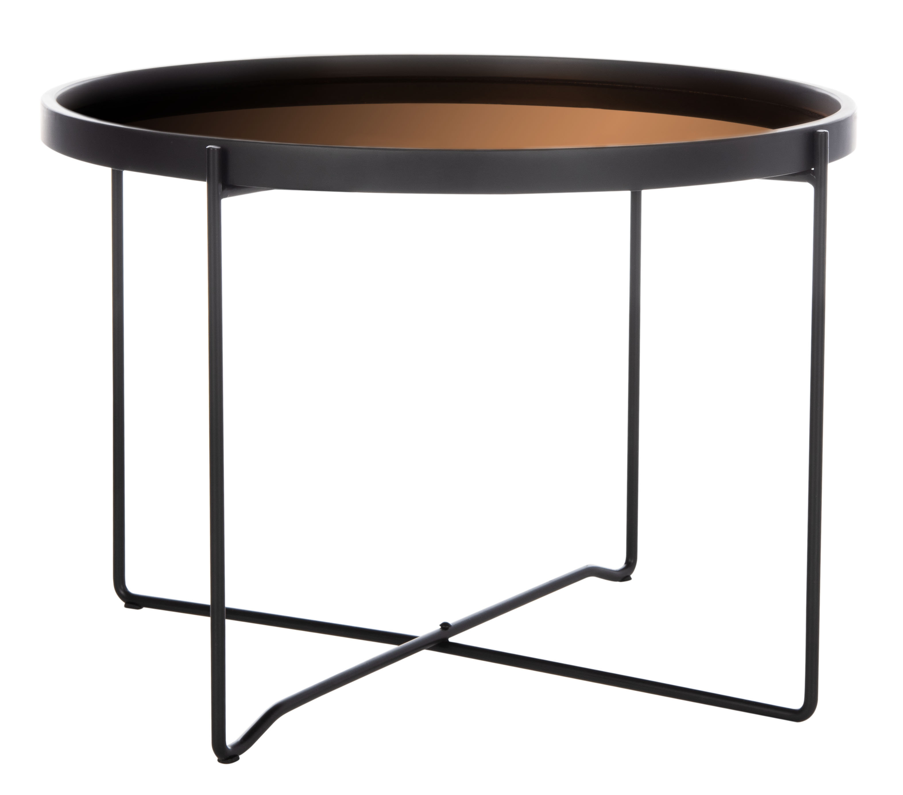 Wrought Studio™ Ulloa Glass Tray Top Cross Legs End Table | Wayfair