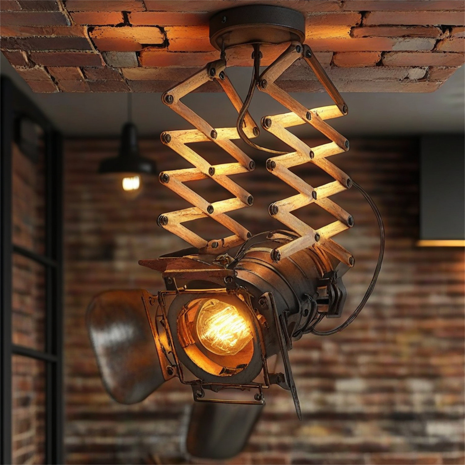 Hobaca Telescopic Loft Industrial Iron Spotlight Vintage Ceiling Lights LED Shop Light Track ...