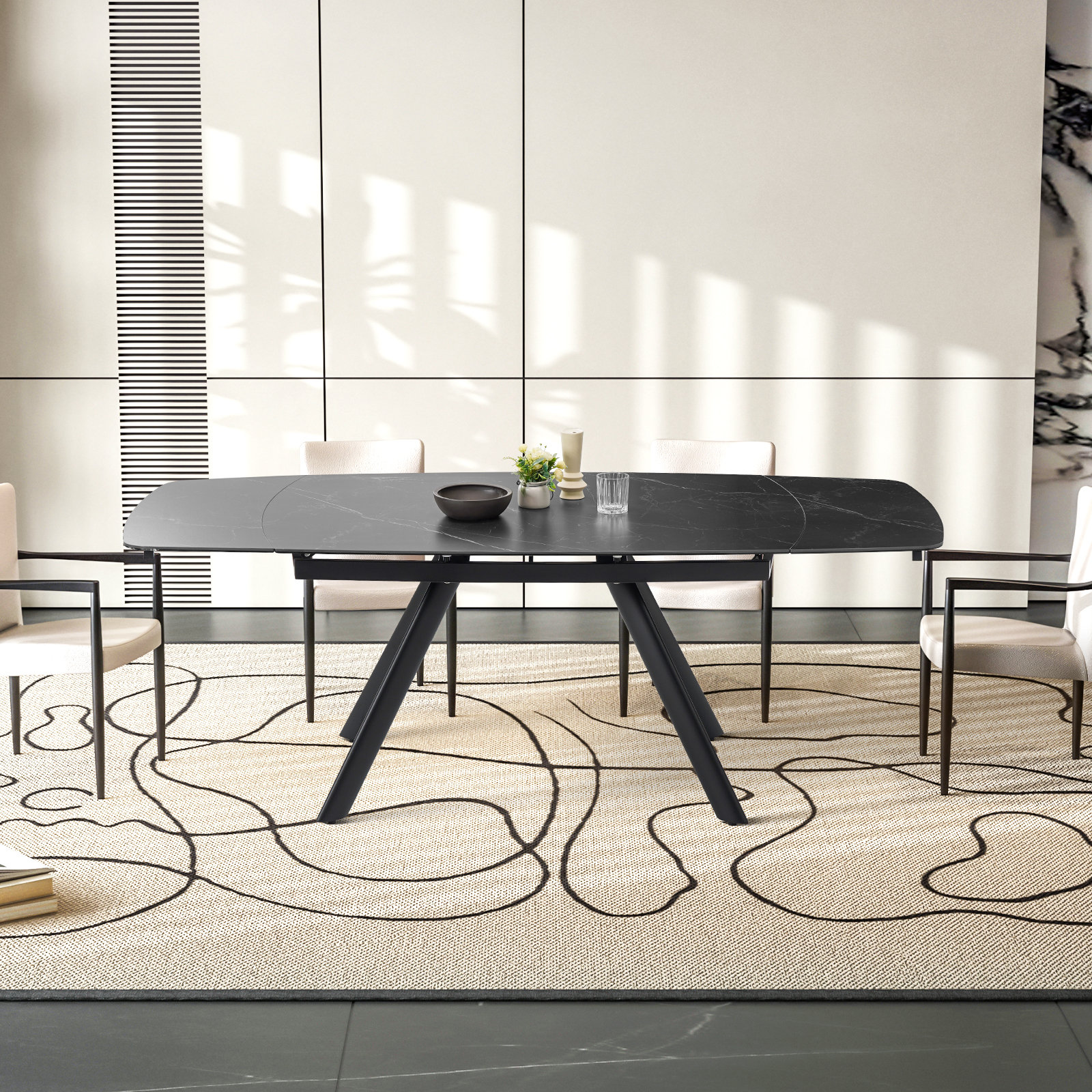 Ivy Bronx Homeira 55.1'' to 82.7” Extendable Rectangular Sintered Stone ...