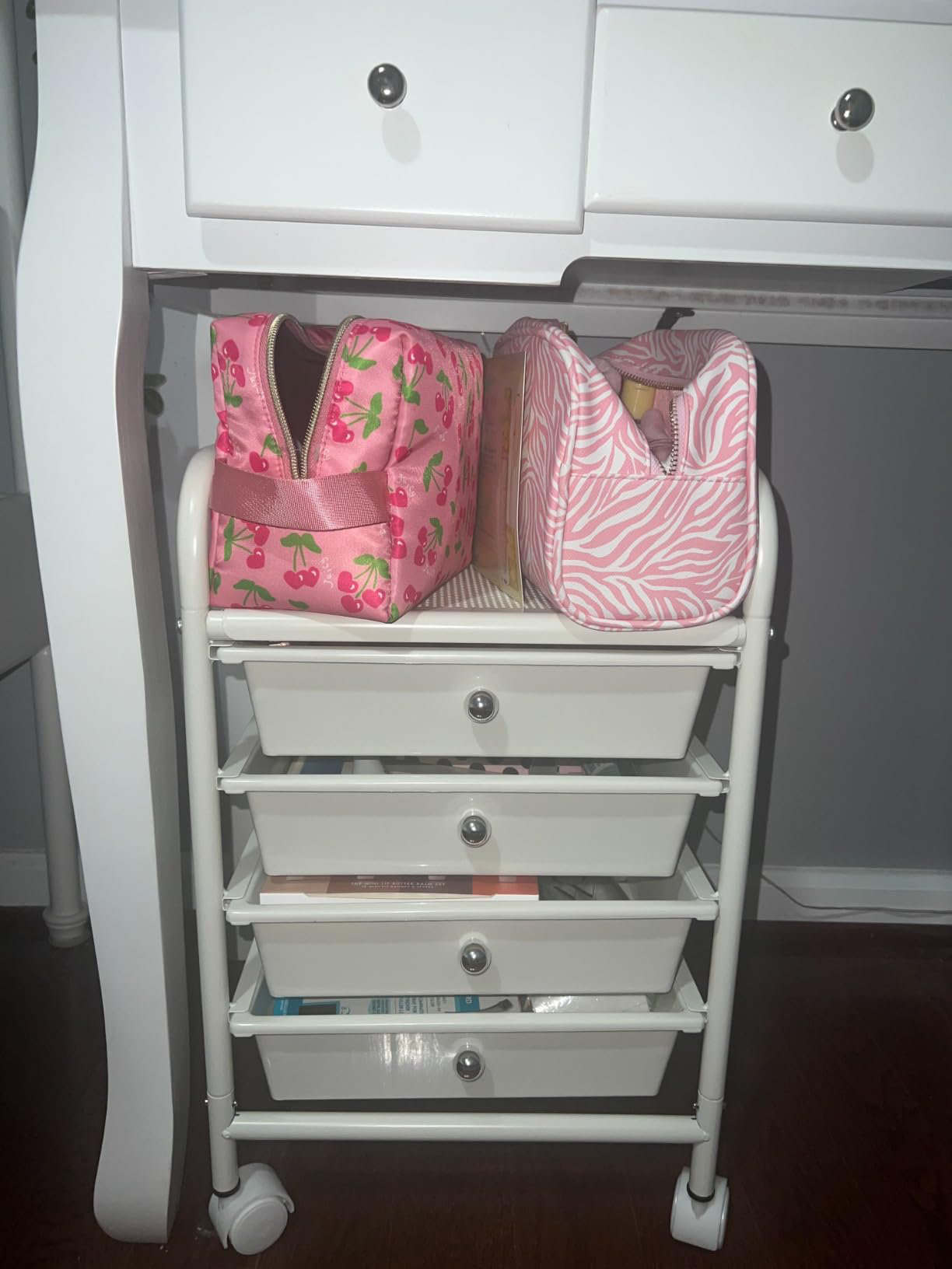 17 Stories 4-Tier Utility Cart with 4 Drawers, Multipurpose Mobile ...