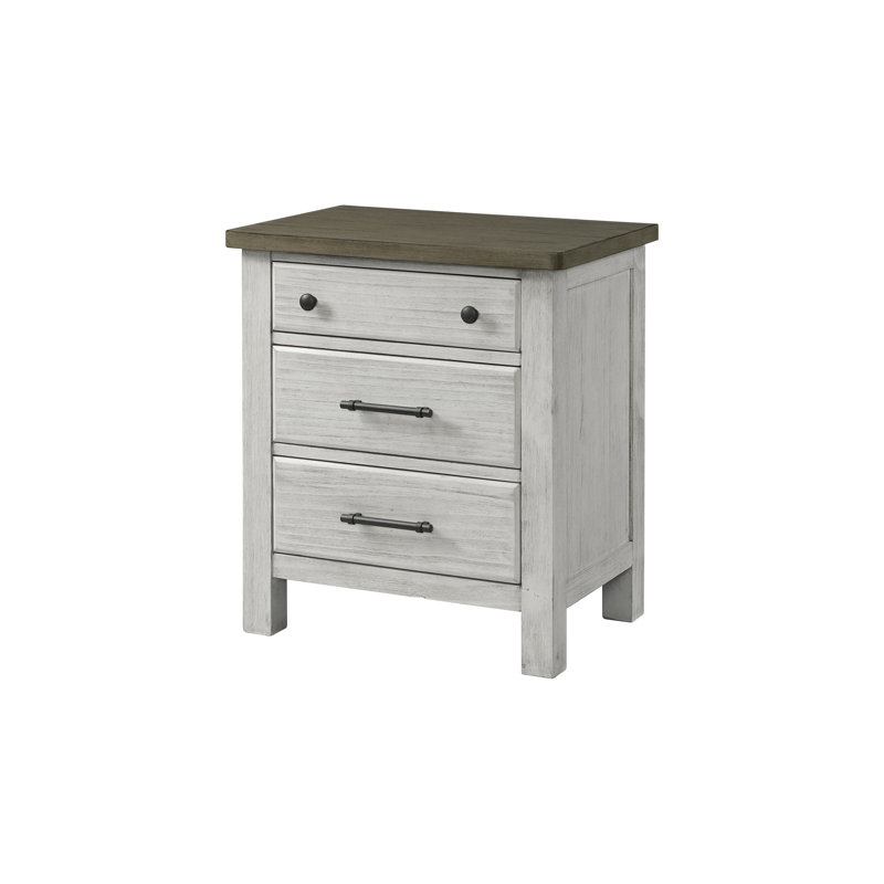 Birch Lane™ Arnell 3 - Drawer Nightstand in White/Brown | Wayfair