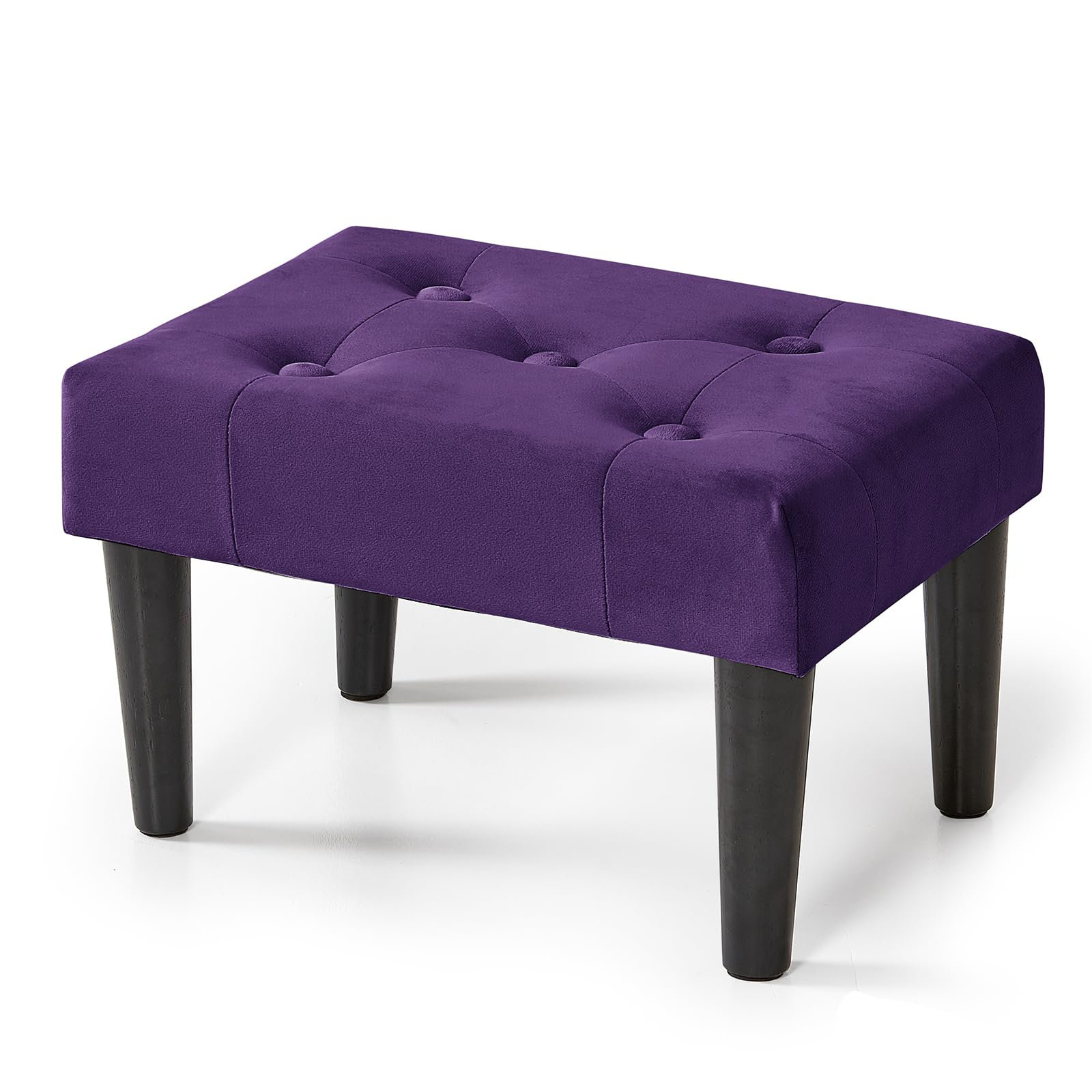 Mercer41 Small Footstool, Foot Stool Ottoman With Wood Legs, Velvet ...