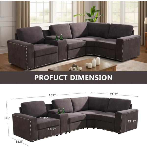 Winston Porter 108" 5-Piece Flannel Configurable Living Room Modular ...