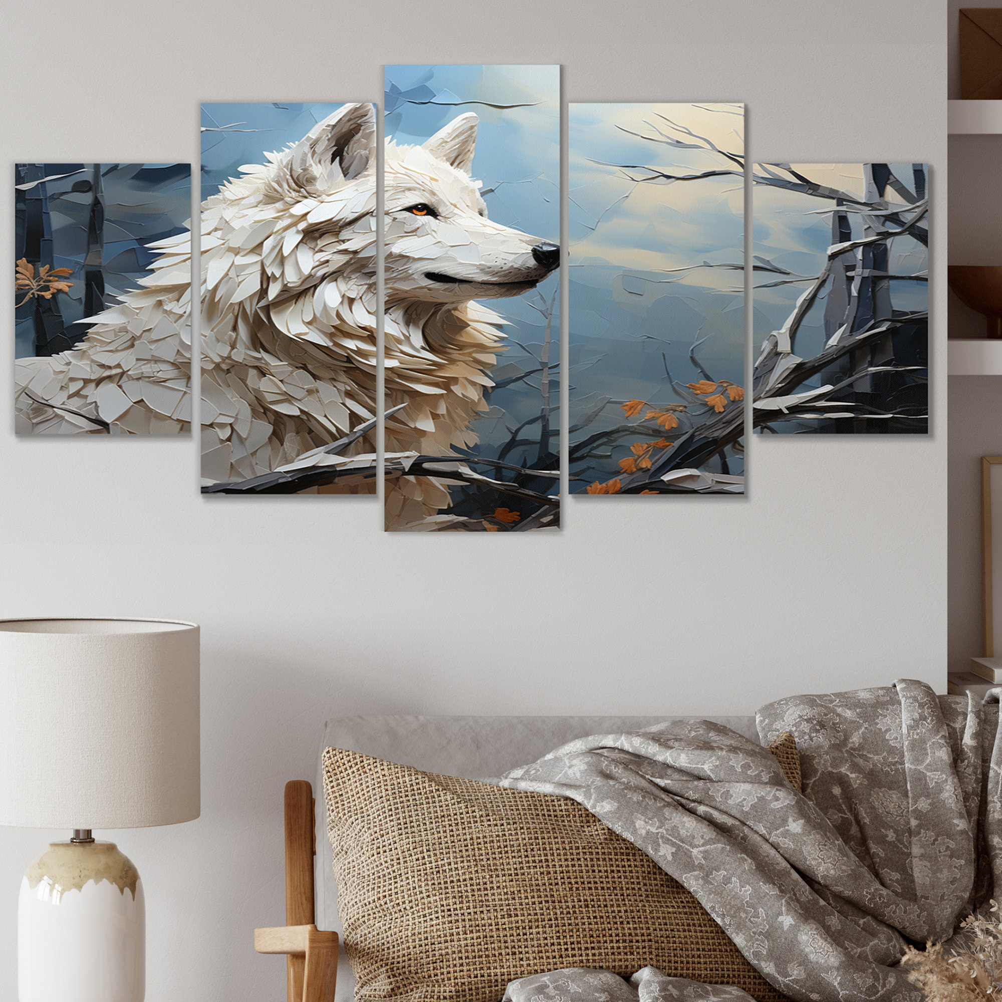 Millwood Pines Wolf Watch In Winter Patchwork I - Animals Metal Wall ...