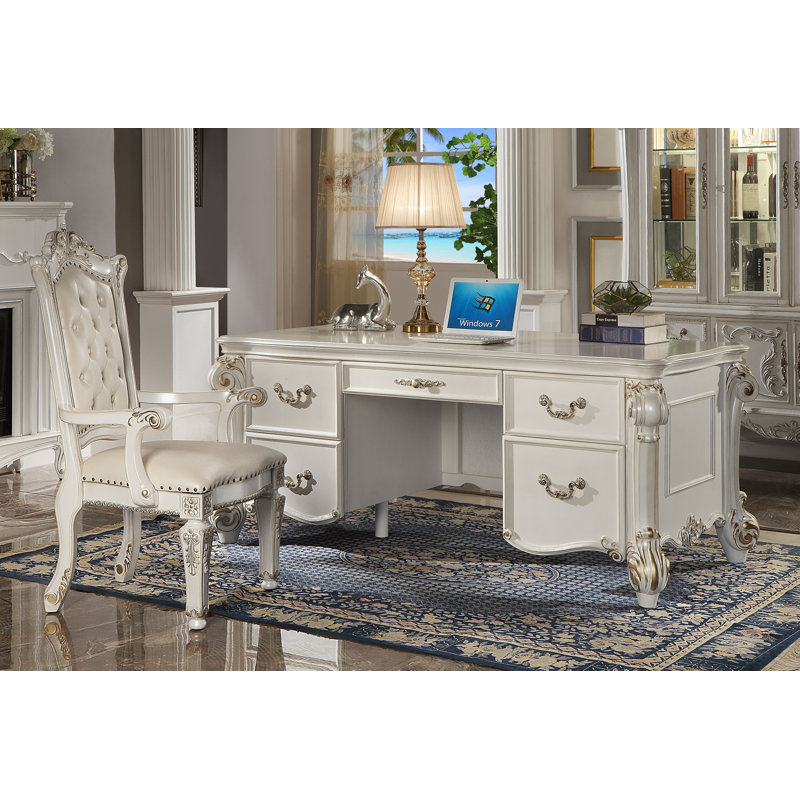World Menagerie Cabildo 74'' W Bone White Rectangle Executive Desk ...