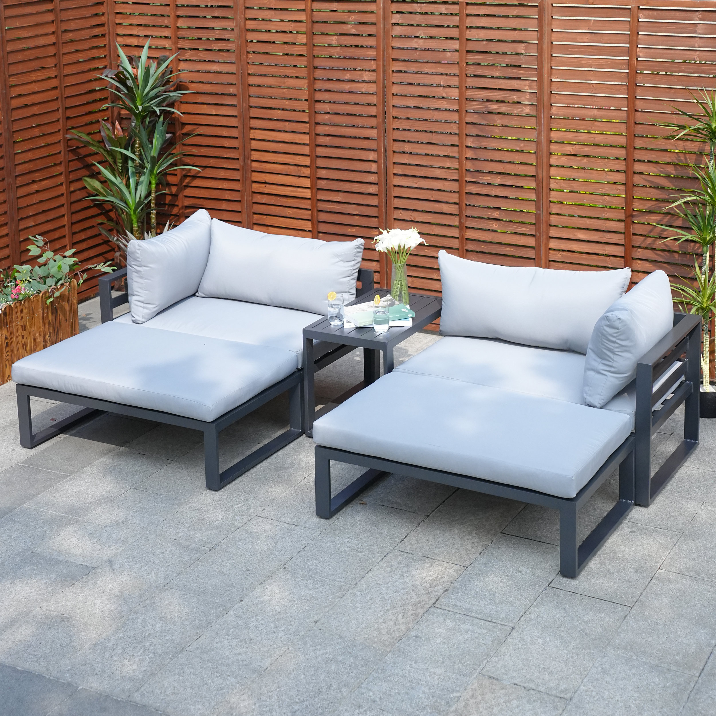 Moda Furnishings Lois 300 - Person Outdoor Seating Group with Cushions ...