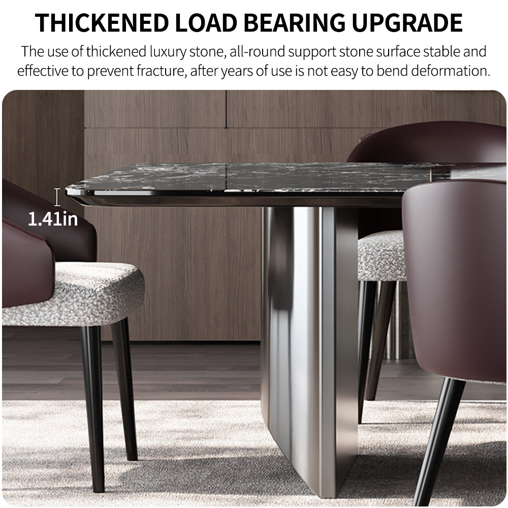 ALLNICEDT Modern luxury rectangular marble dining table | Wayfair