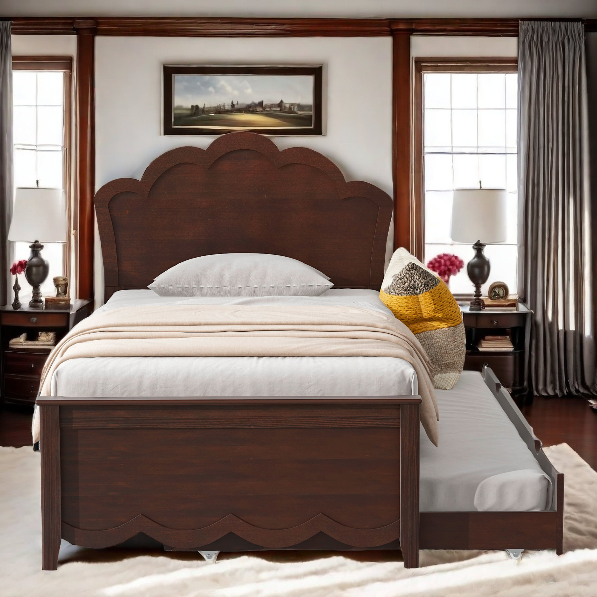 Lark Manor™ Lit plateforme en bois avec lit gigogne simple - Wayfair Canada