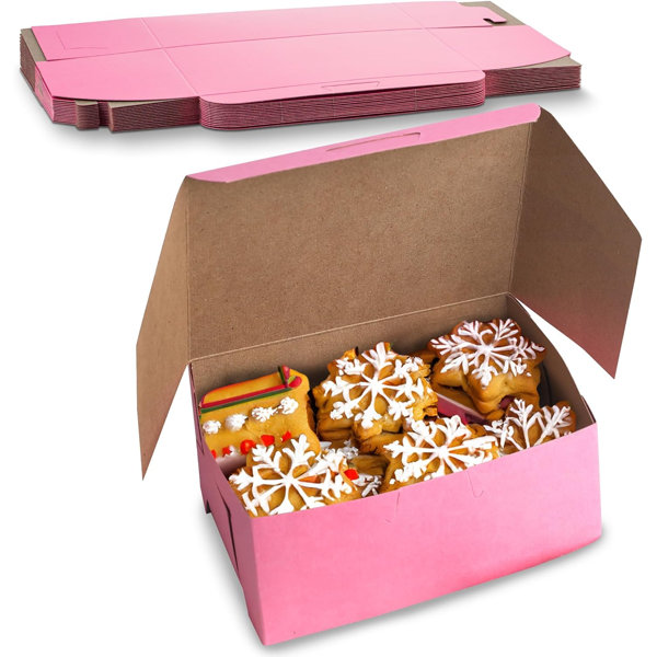 Prep & Savour Delita 6" x 4.5" x 2.75" Pink Cookie Boxes/Bakery Boxes ...