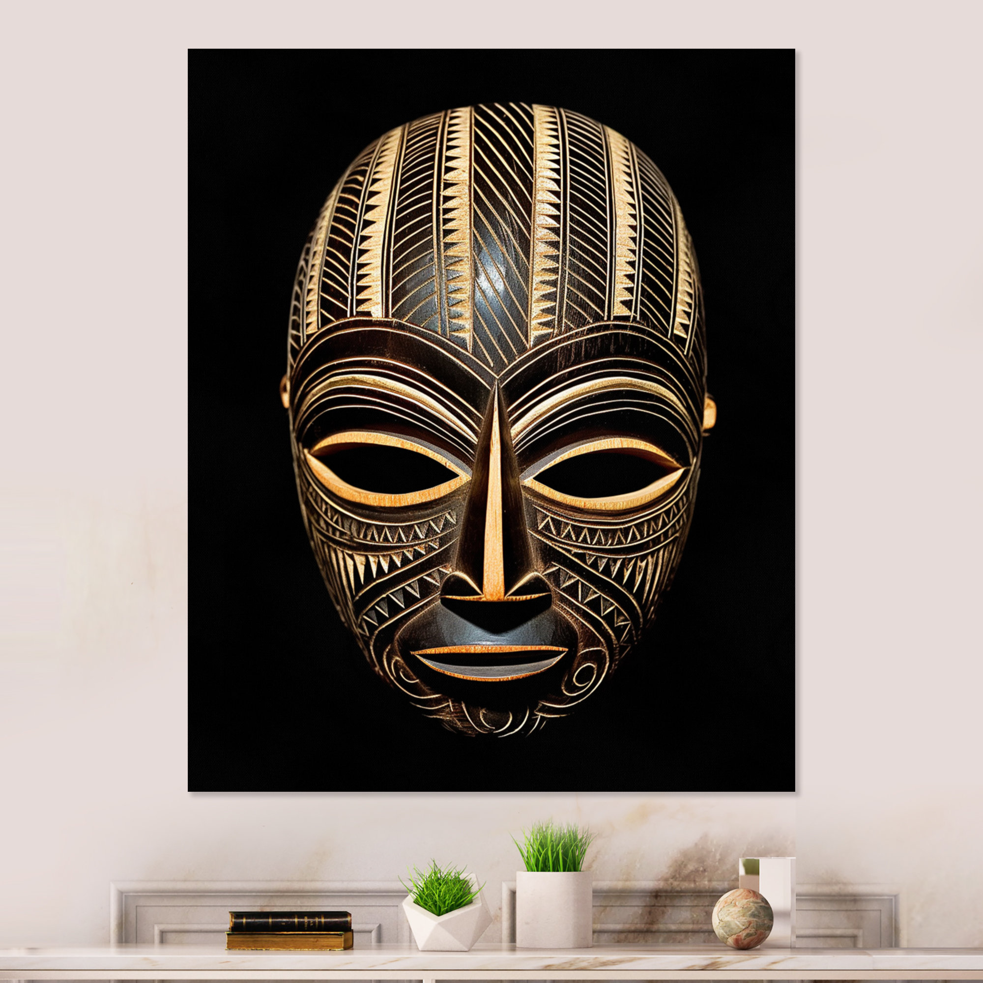 Bungalow Rose Ethnical Traditional African Mask XVII On Metal | Wayfair