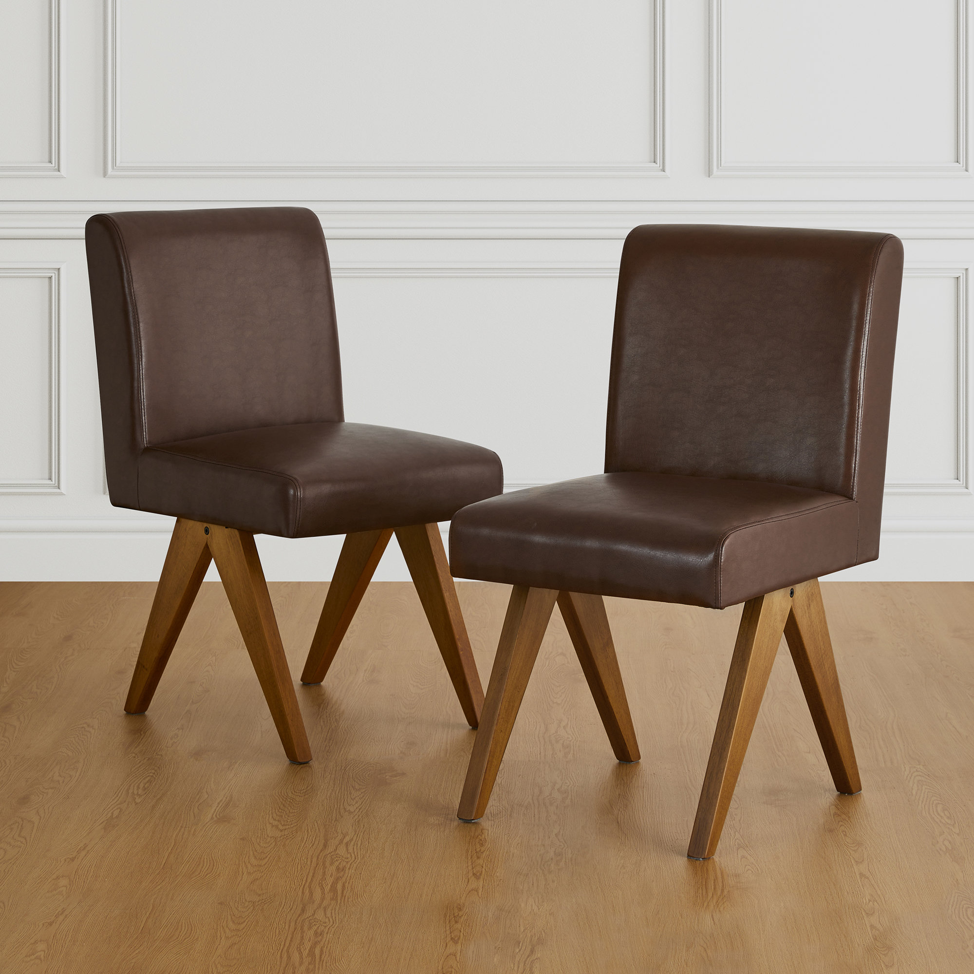 Corrigan Studio® Leatherette Solid Back Dining Chair With V-Shaped ...