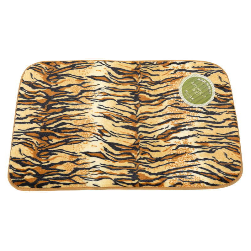 Ben and Jonah Tiger Faux Fur Animal Print Bath Rug | Wayfair