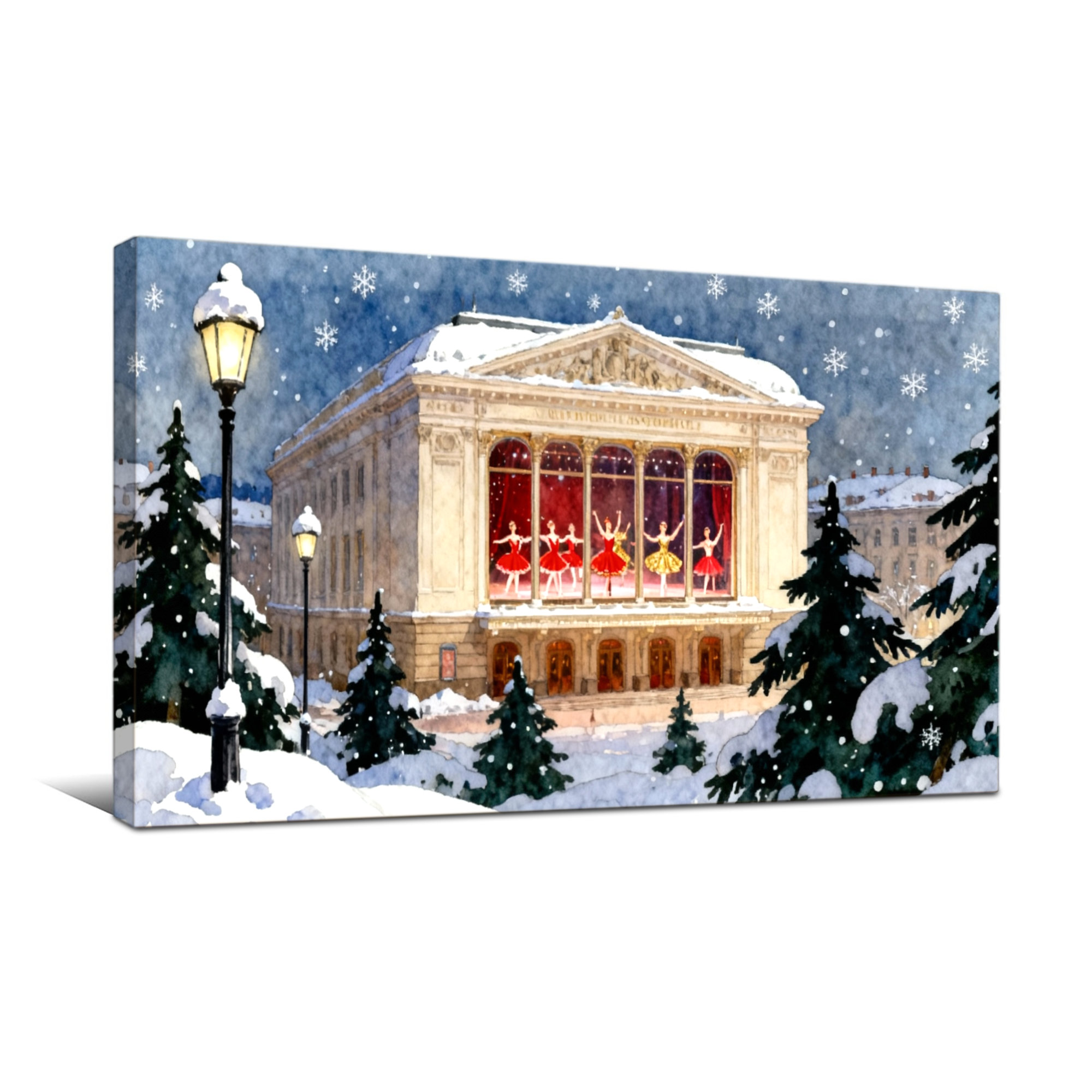 Canora Grey Christmas Snowy Opera House Ballet Performance Winter Scene ...
