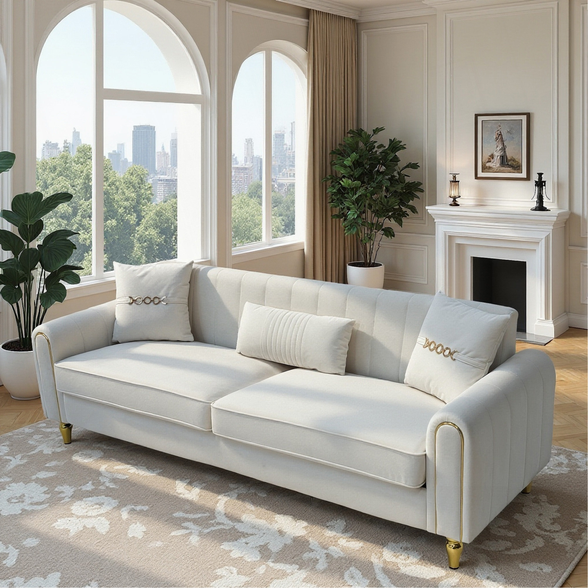 Ivy Bronx 87.4 Inches 3 Seater Sofa For Living Room, Upholstered Couch ...