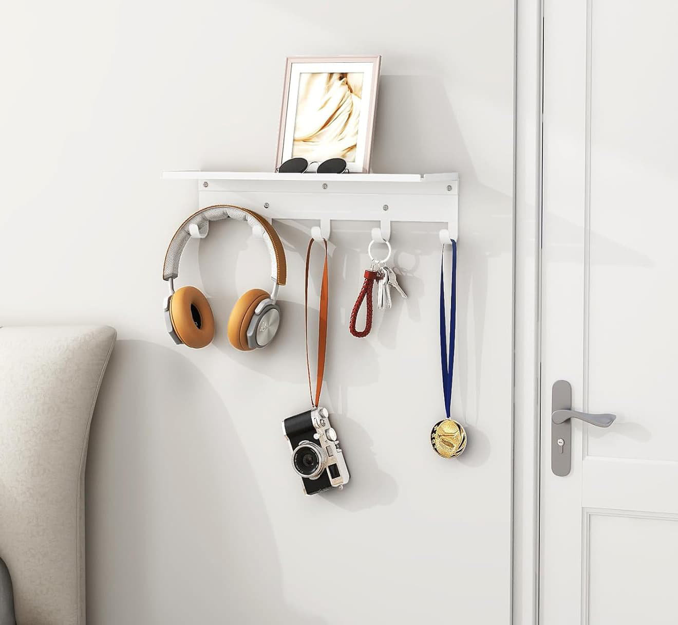 Brayden Studio Metal Wall - Mounted Coat Hooks with Shelf: 5 - Hook ...
