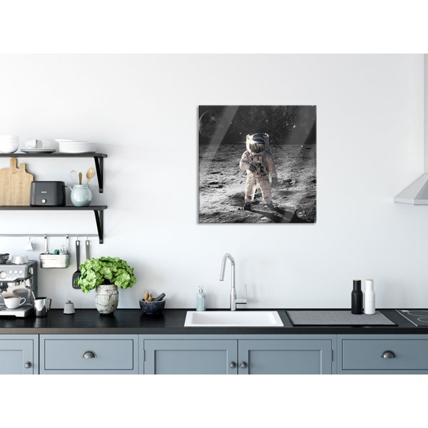 Brayden Studio Lone Astronaut On The Moon - No Frame Print on Glass ...