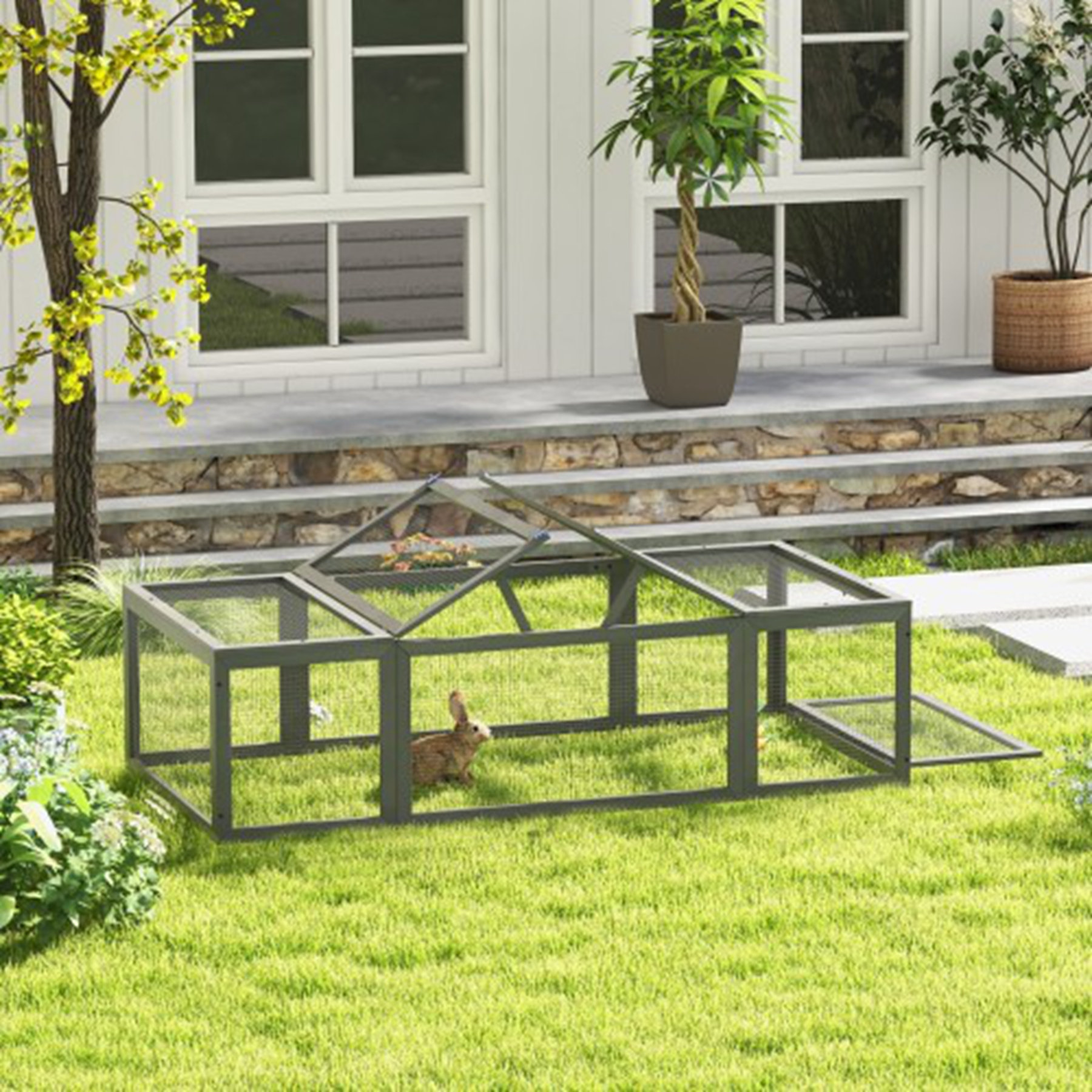 Tucker Murphy Pet™ Large Wooden Rabbit Hutch Bunny Hutch Small Animal ...