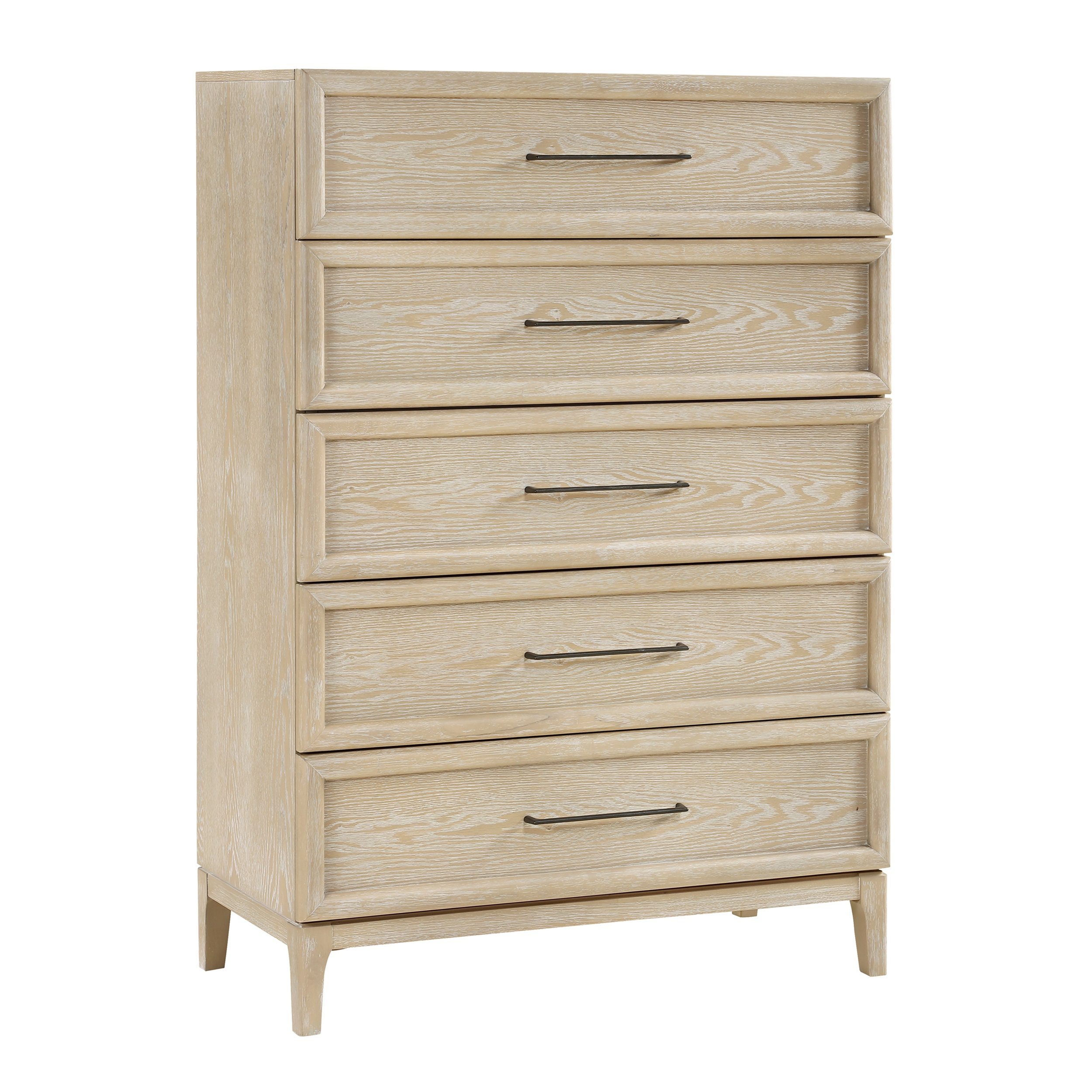 Canora Grey Contemporary 5-Drawer Light Brown Wooden Storage Chest with ...