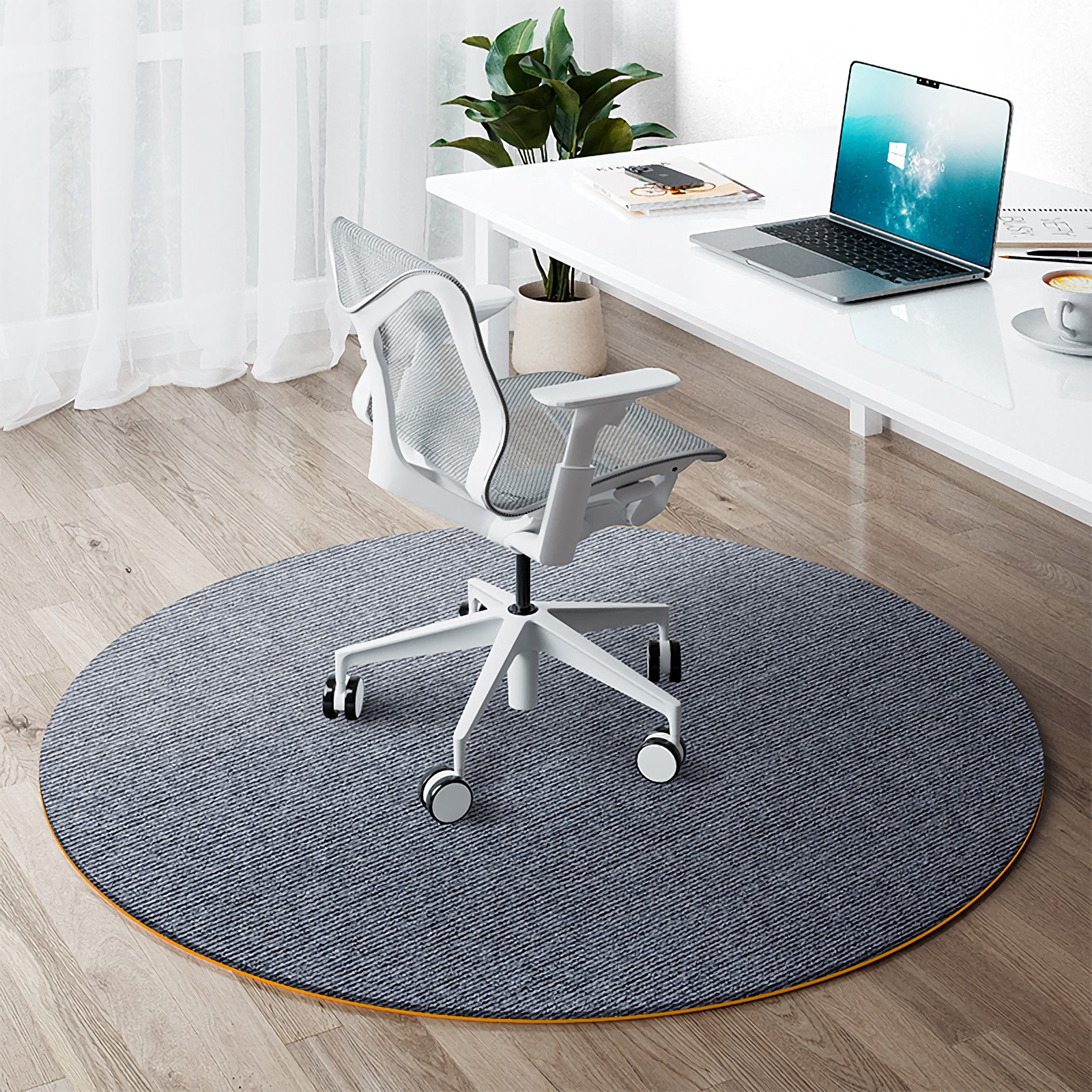 PURHOC Round Computer Chair Cushion, Floor Mat, Computer Desk, Swivel ...