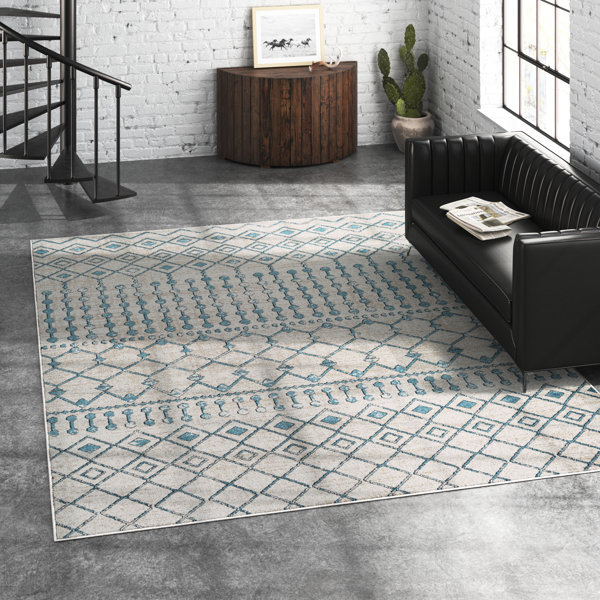 Steelside™ Newman Performance Blue/Gray Rug & Reviews | Wayfair