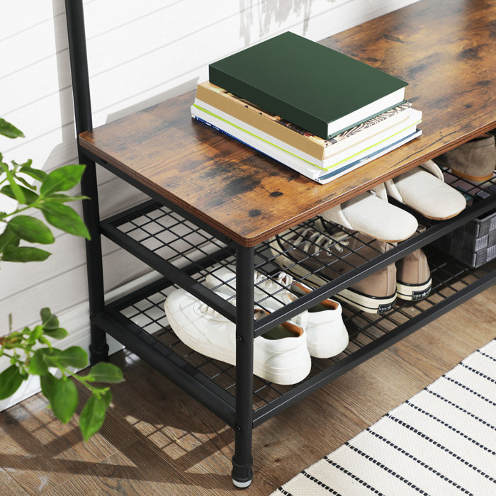 Williston Forge Adysan Hall Tree 39.4'' Wide with Bench and Shoe ...