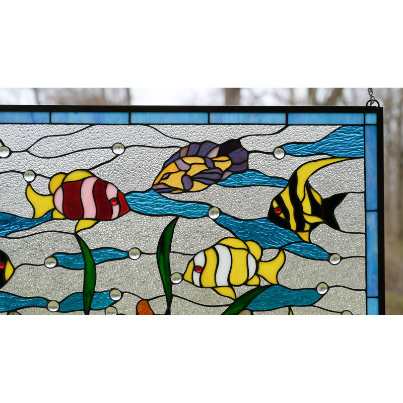 Rosecliff Heights Fish Under the Sea Stained Glass Window Panel ...