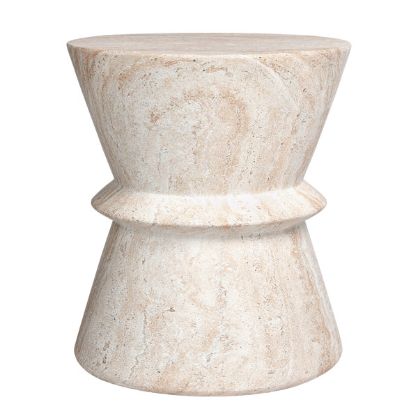 Ivy Bronx Hourglass Travertine Stone Finish Italian Design MgO Side ...